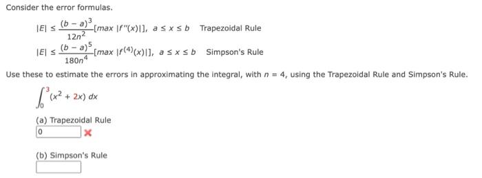 Solved Consider the error formulas. | Chegg.com