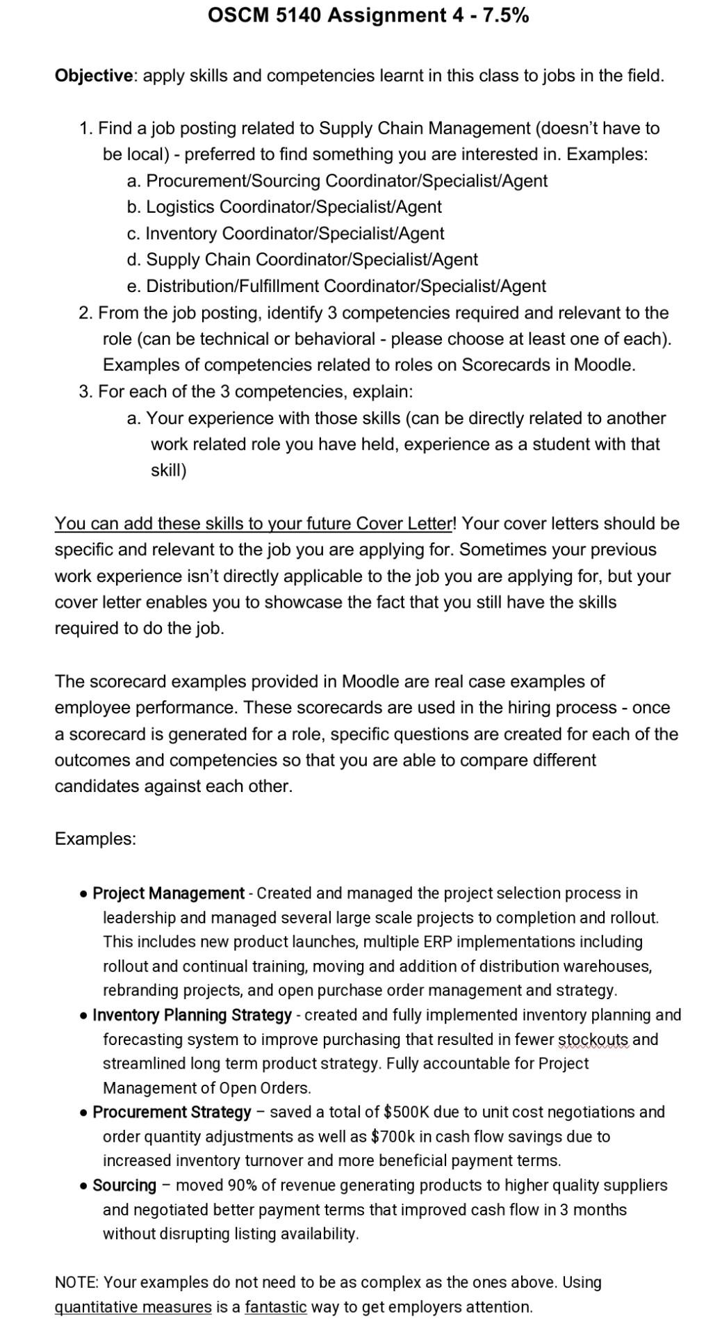 Solved OSCM 5140 Assignment 4 - 7.5\% Objective: apply | Chegg.com