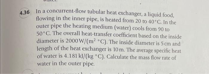 Solved 6 In a concurrent-flow tubular heat exchanger, a | Chegg.com