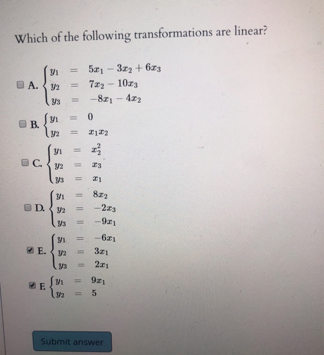 Solved Which of the following transformations are linear? II | Chegg.com