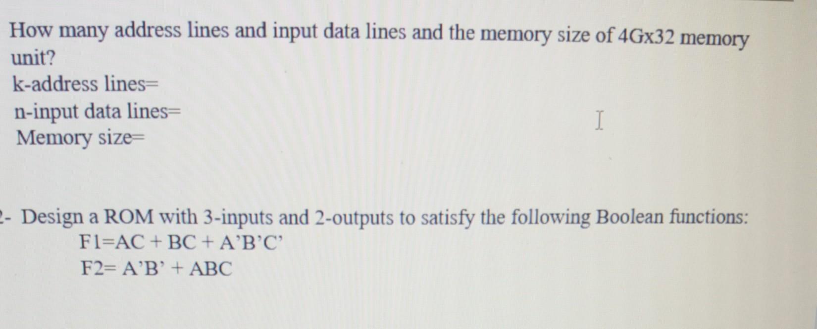 Solved How many address lines and input data lines and the | Chegg.com