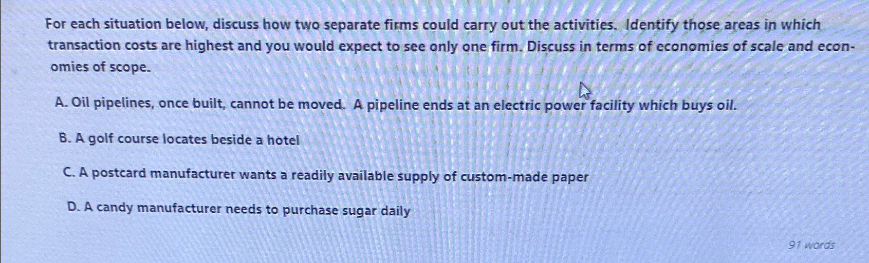 Solved For each situation below, discuss how two separate | Chegg.com