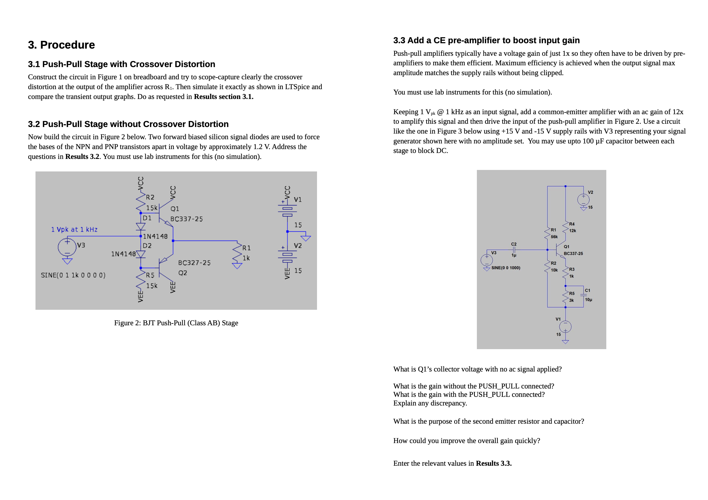 Procedure3.1 ﻿Push-Pull Stage with Crossover | Chegg.com