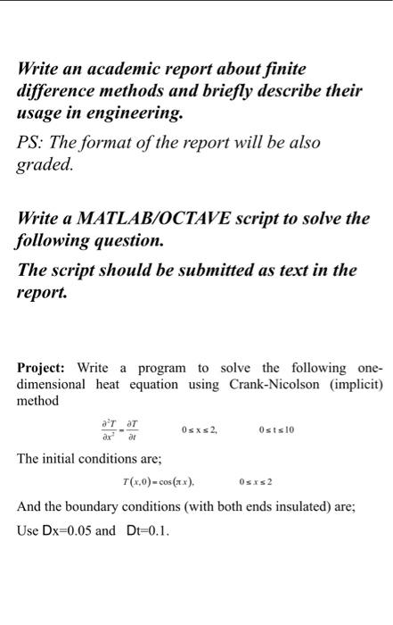 Solved Write an academic report about finite difference | Chegg.com