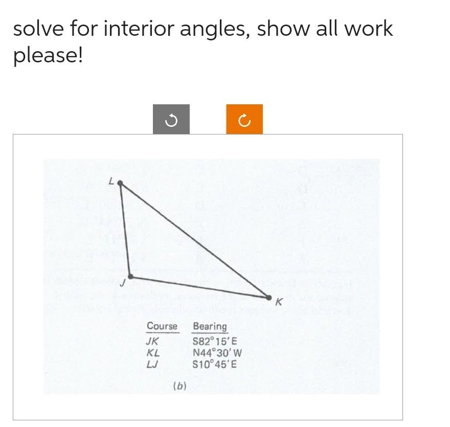 Solved solve for interior angles, show all work please! (b) | Chegg.com