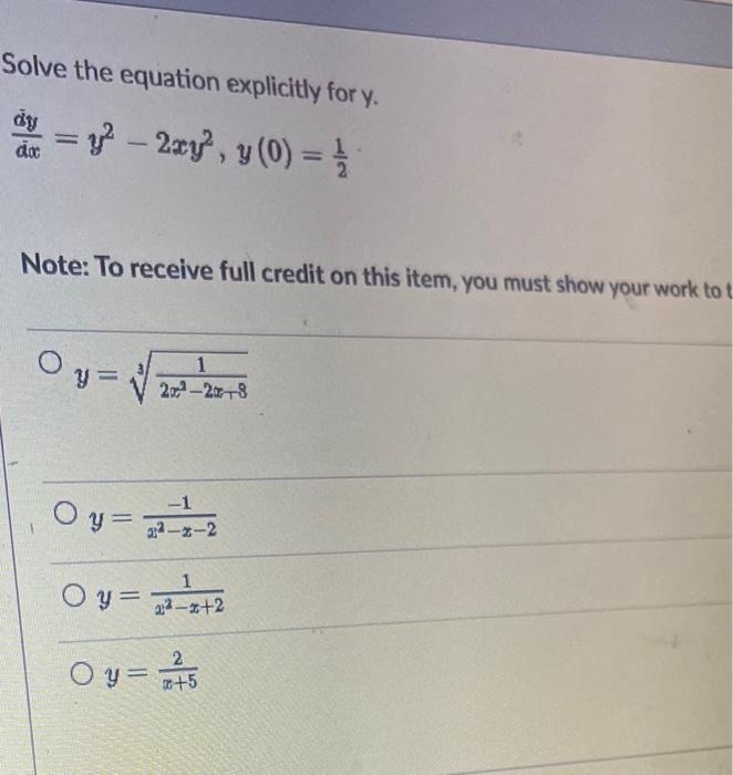 Solved Solve the equation explicitly for y. | Chegg.com