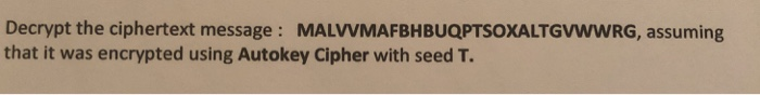 Solved Decrypt the ciphertext message : | Chegg.com