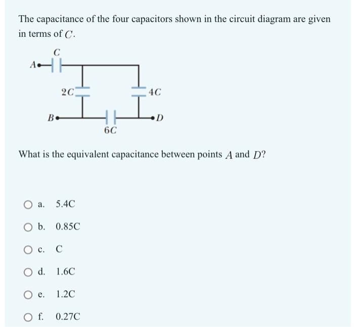 The capacitance of the four capacitors shown in the | Chegg.com