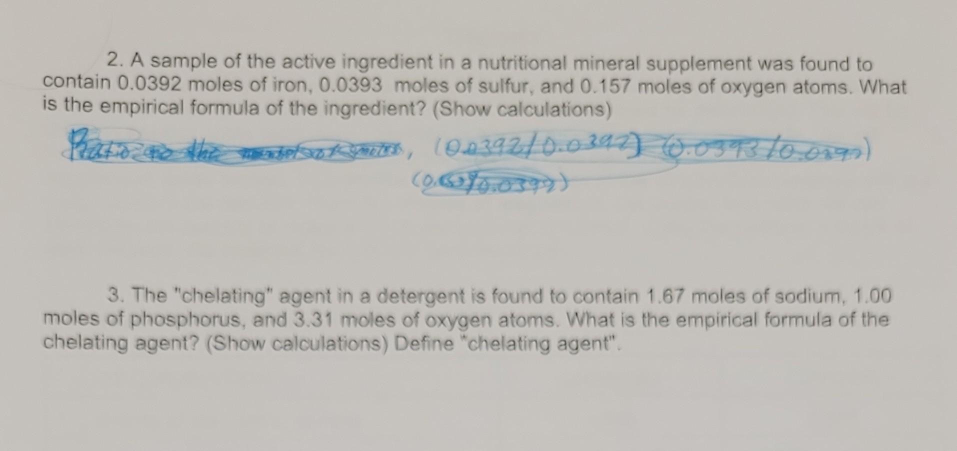 Solved 2. A sample of the active ingredient in a nutritional | Chegg.com