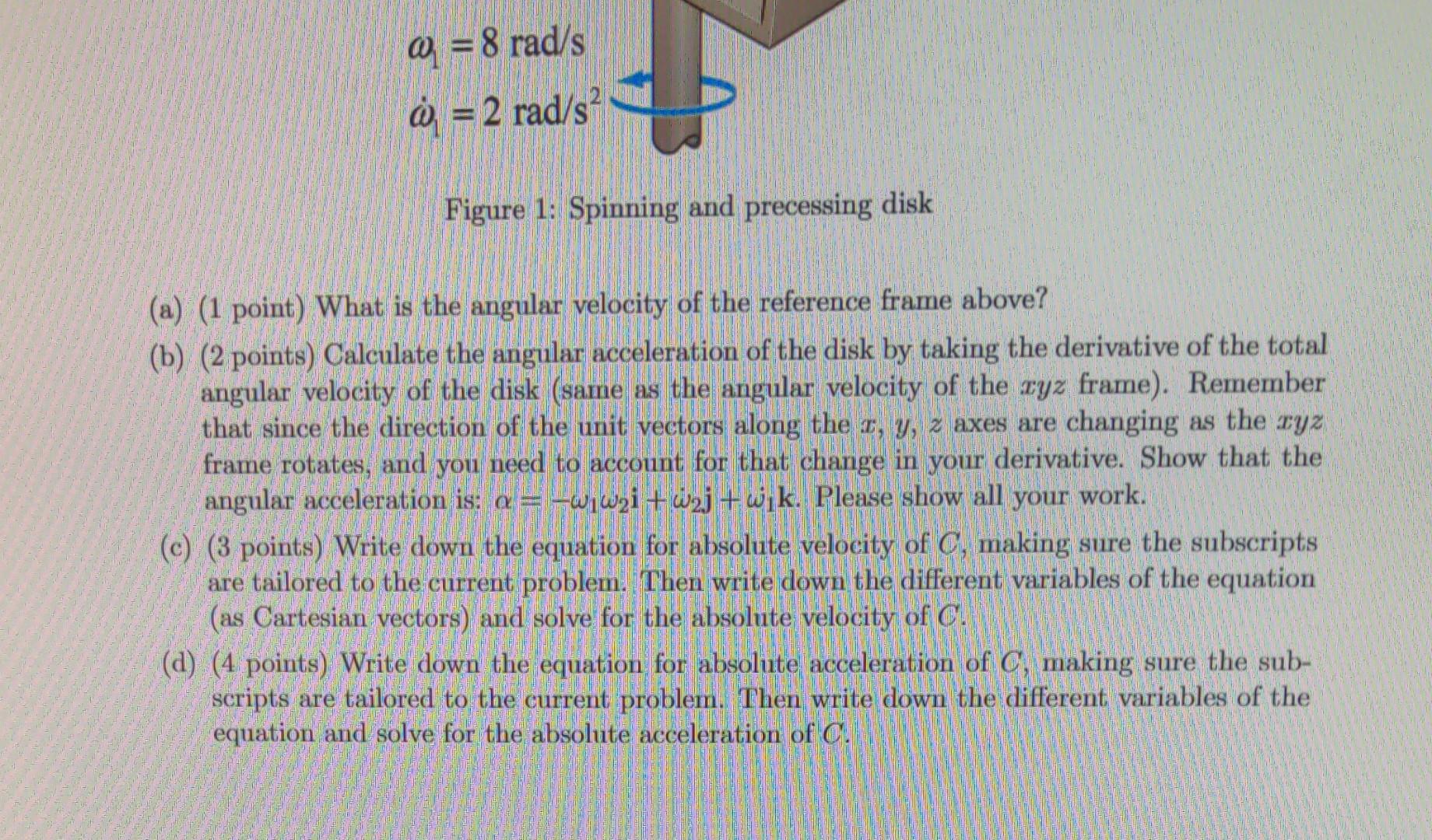 Solved 2. (12 points) The wheel in figure 1 is spinning | Chegg.com