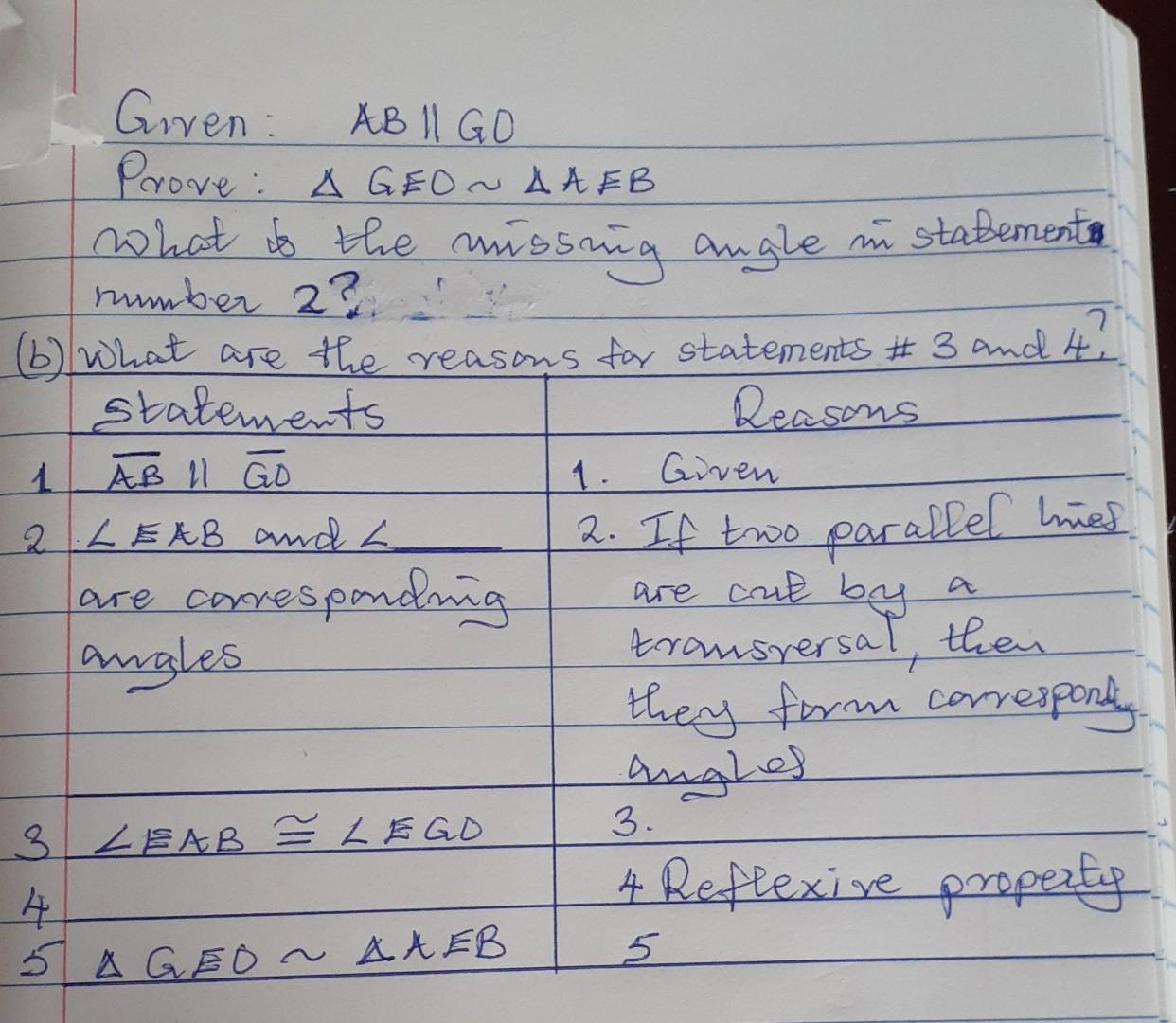 Solved Using the given table, complete the proof by giving | Chegg.com