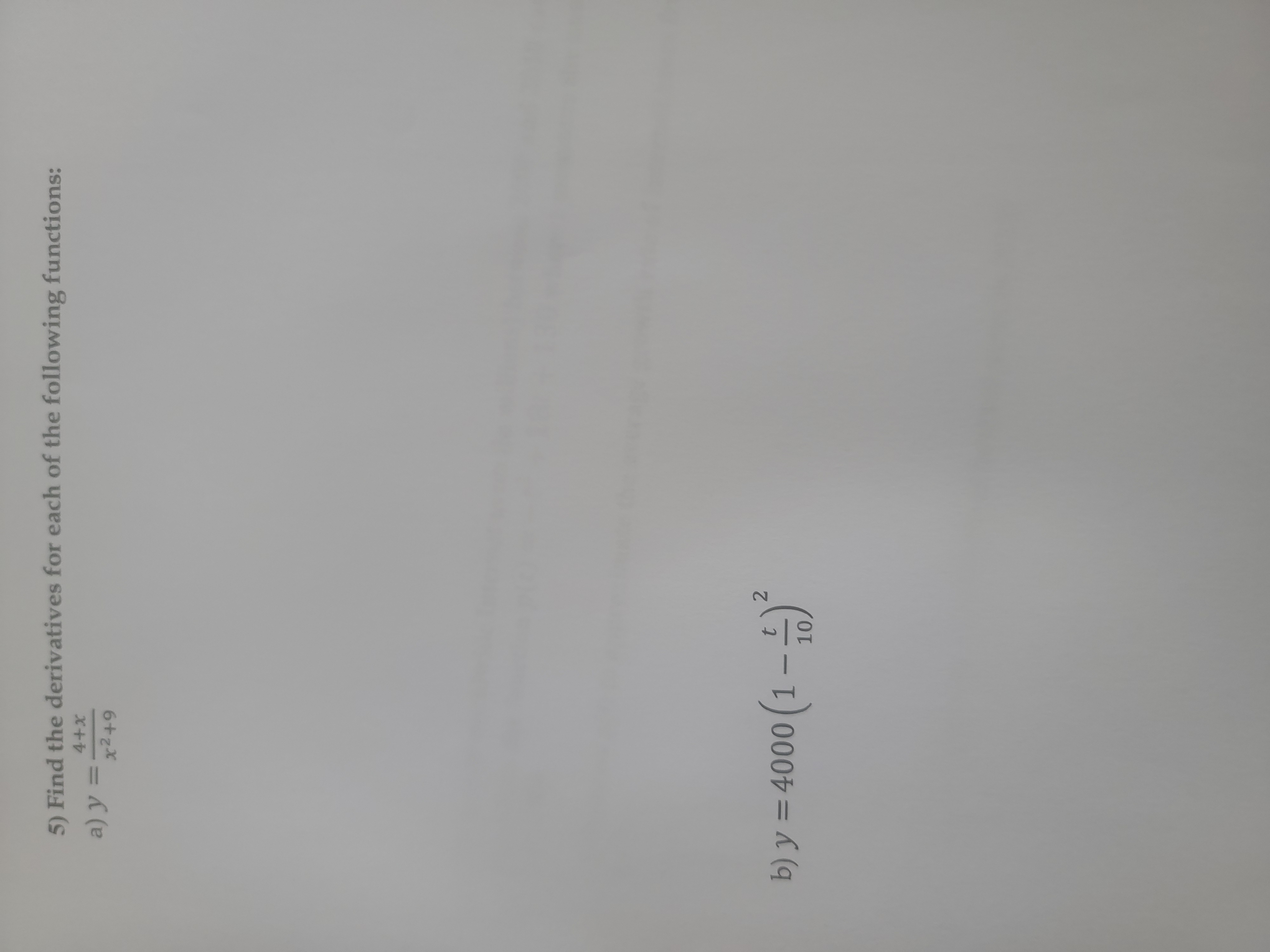 Solved Find the derivatives for each of ﻿the following | Chegg.com