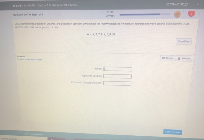 Solved Save & End Certify Lesson: 3.2a Measures of | Chegg.com