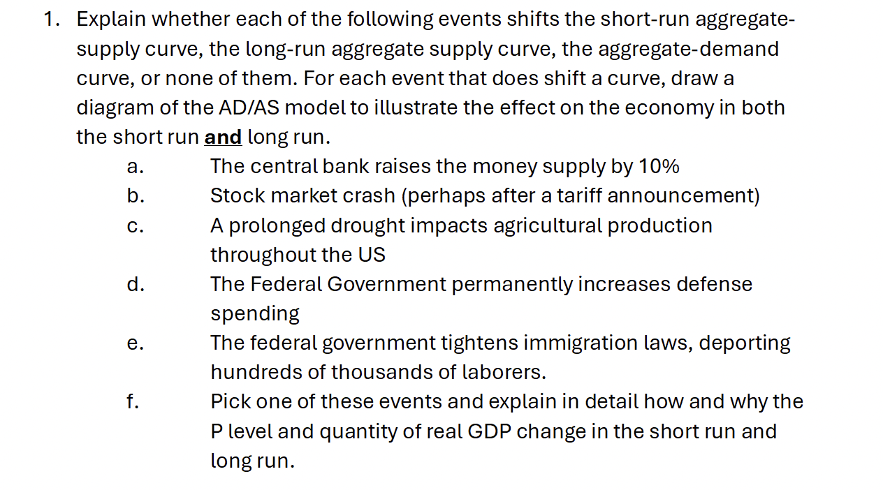 1. ﻿Explain whether each of the following events | Chegg.com