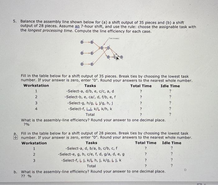 5. Balance the assembly line shown below for (a) a | Chegg.com