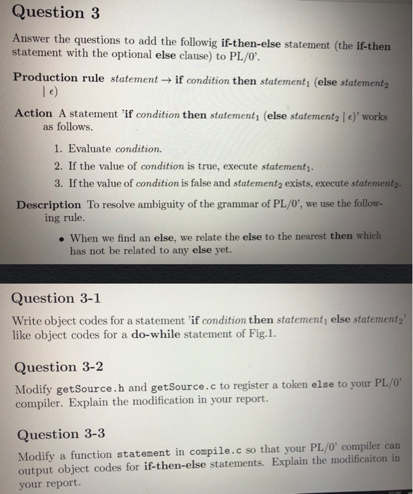Homework from programming language processor class... | Chegg.com
