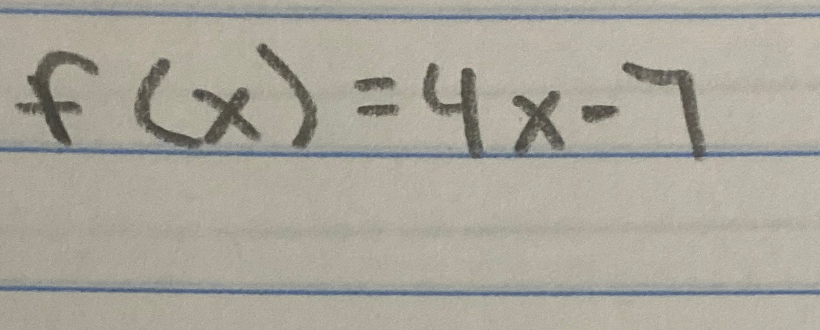 Solved f(x)=4x-7 ﻿find the inverse | Chegg.com