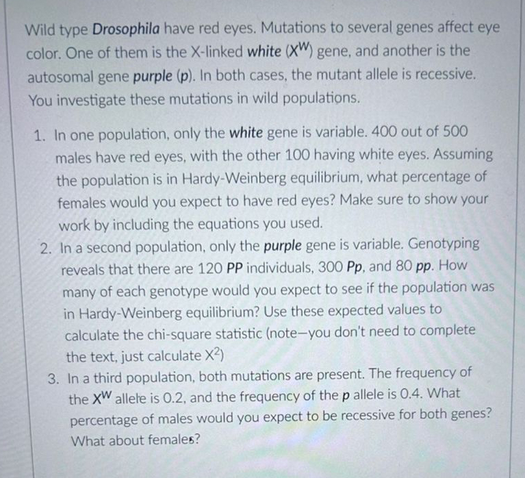 Solved Wild type Drosophila have red eyes. Mutations to | Chegg.com