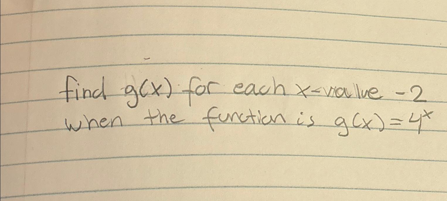 Solved g(x)=4find g(x) ﻿for each x-value -2 ﻿when the | Chegg.com