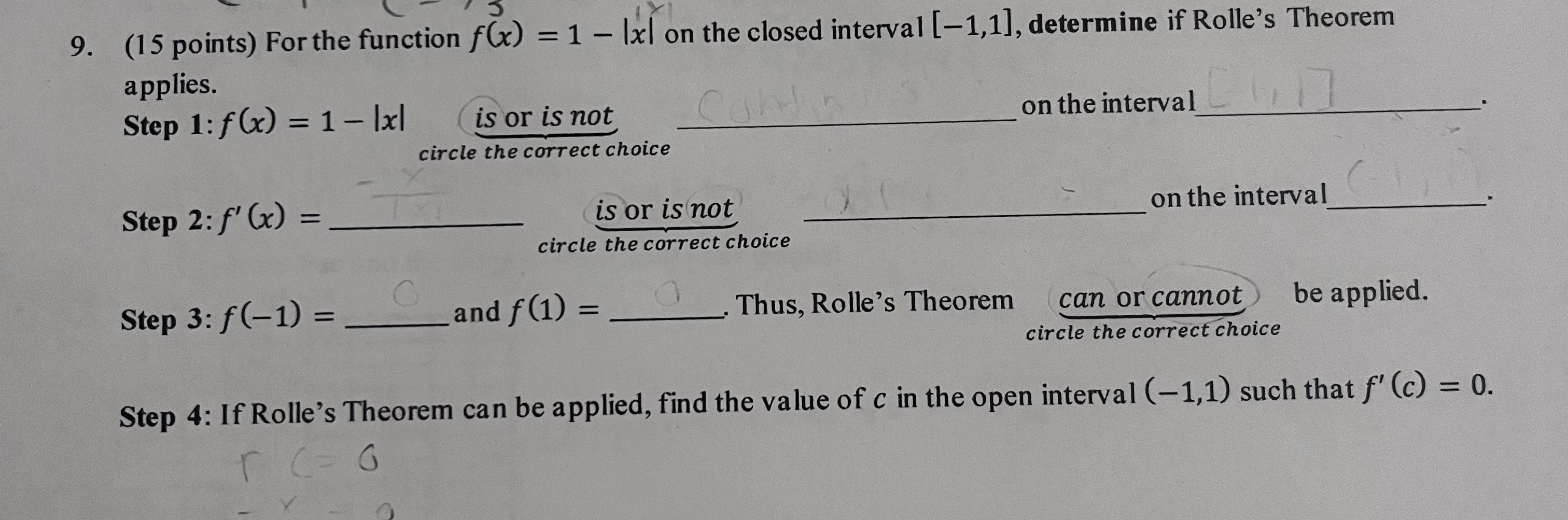Solved (15 ﻿points) ﻿For the function f(x)=1-|x| ﻿on the | Chegg.com