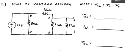 Solved FIND BY VOLTAGE DIVIDER NOTE: vab = va - vb vab = | Chegg.com