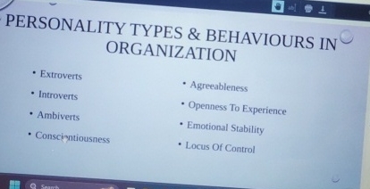 Solved PERSONALITY TYPES & BEHAVIOURS IN | Chegg.com