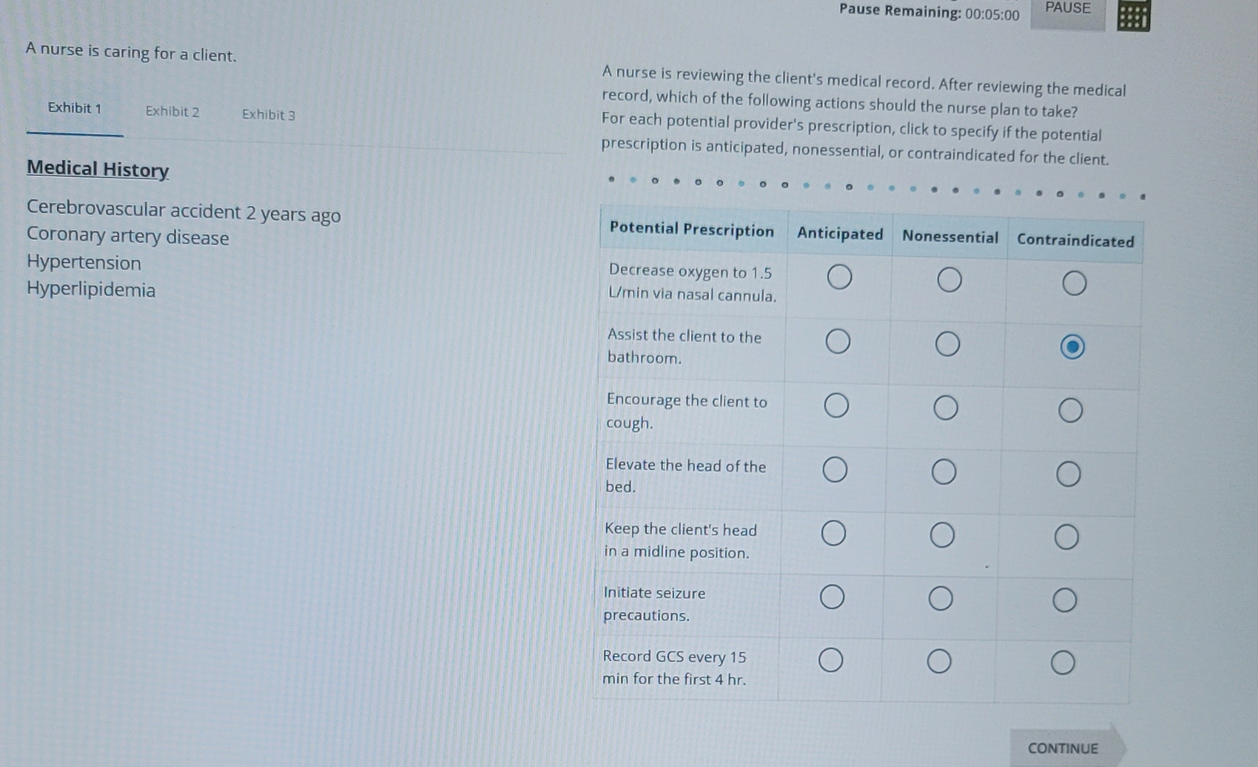Solved Pause Remaining: 00:05:00PAUSEA nurse is caring for a | Chegg.com
