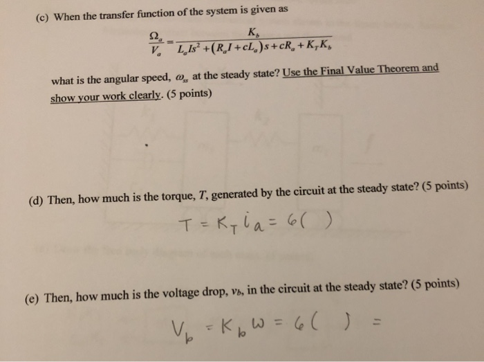 (b) After substituting the parameters given in the | Chegg.com