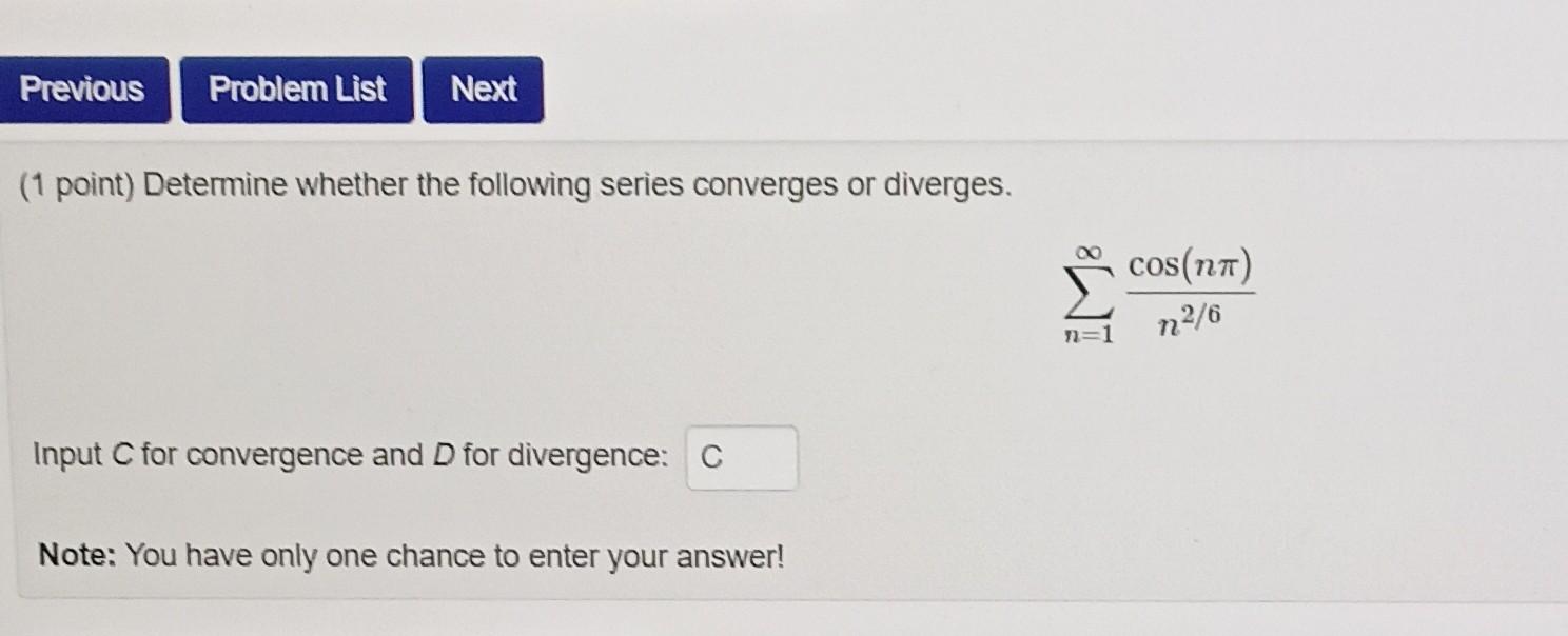 (1 point) Determine whether the following series | Chegg.com