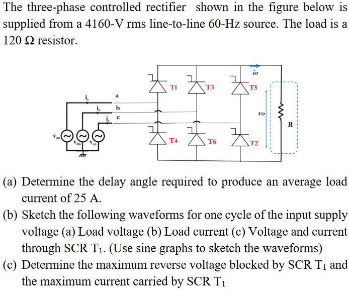 Solved The Three Phase Controlled Rectifier Shown In The