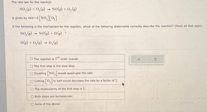 Solved Consider the reaction: 2NO(g)+O2( g)→2NO2( g) Suppose | Chegg.com