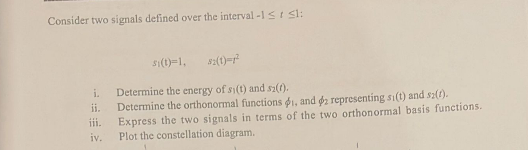 Solved Consider two signals defined over the interval -1≤t≤1 | Chegg.com