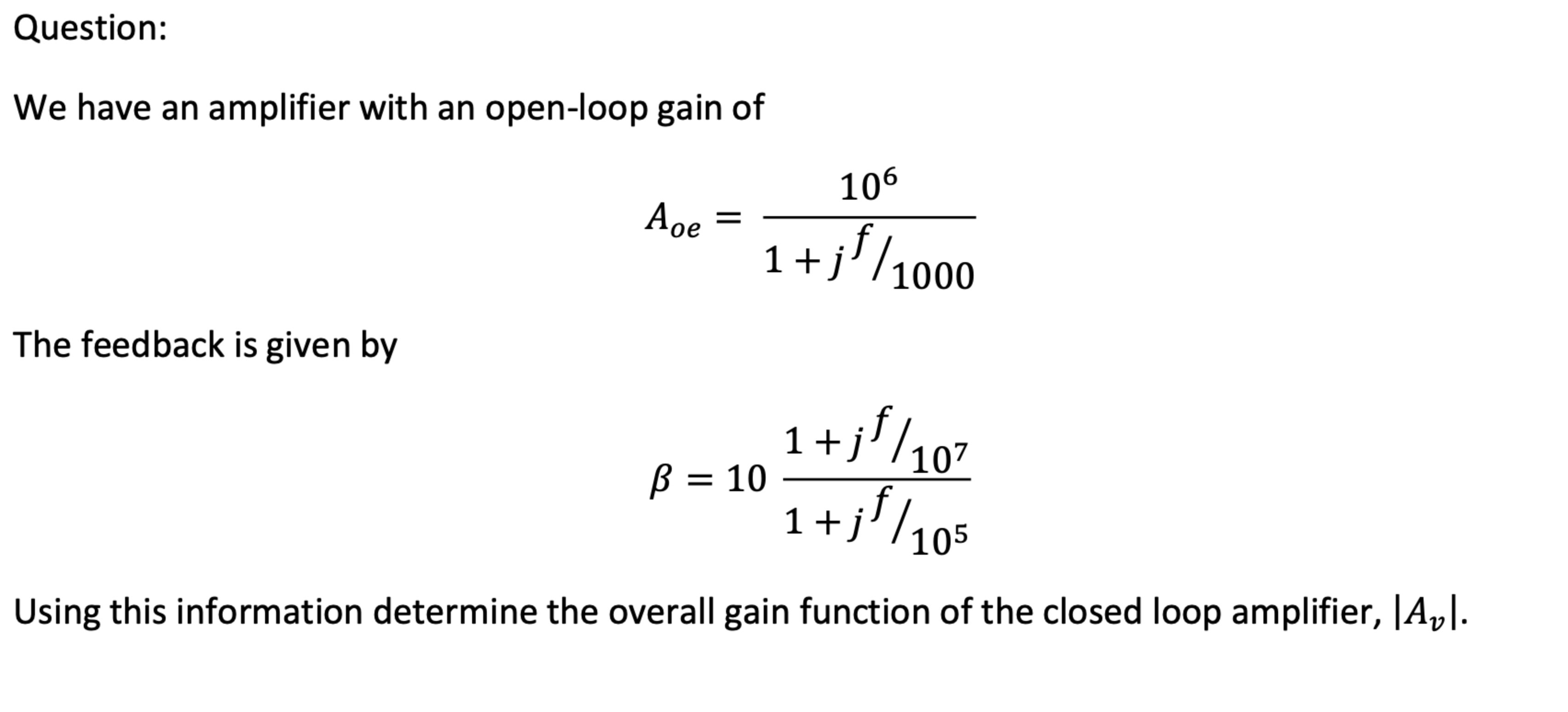 Solved Using this information determine the overall gain | Chegg.com