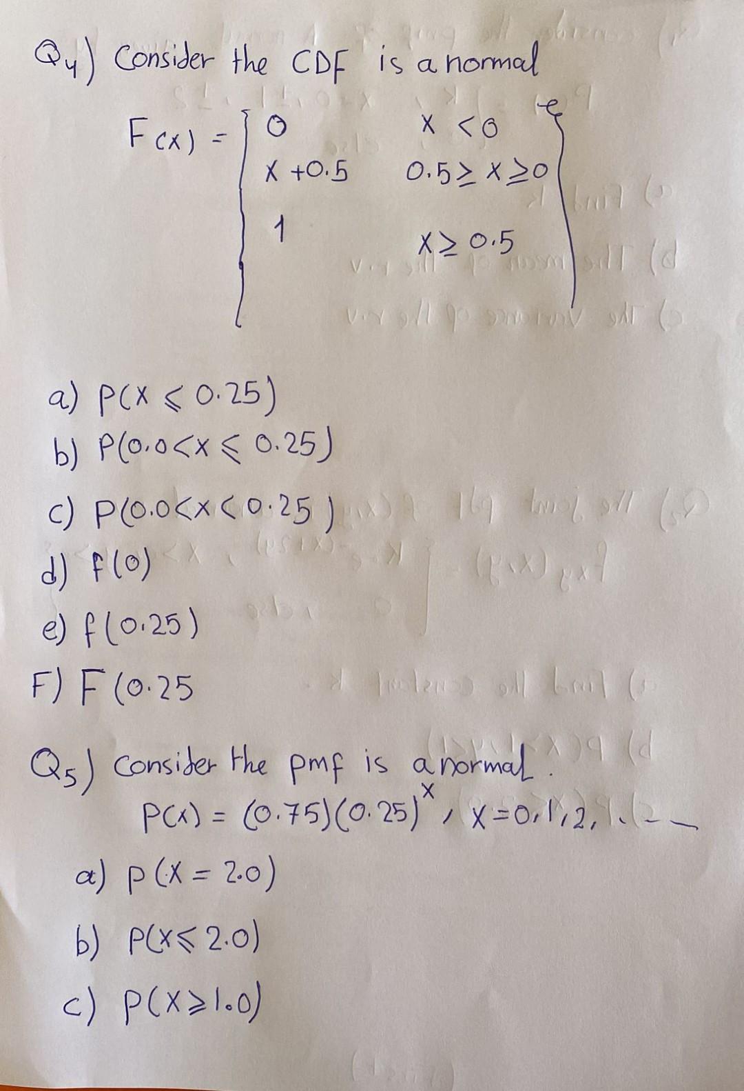Solved Q4 ) Consider the CDF is a nomal | Chegg.com