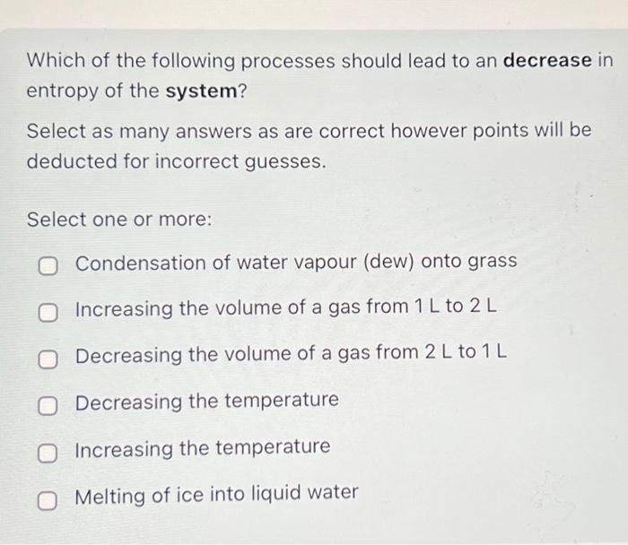 Solved Which of the following processes should lead to an | Chegg.com
