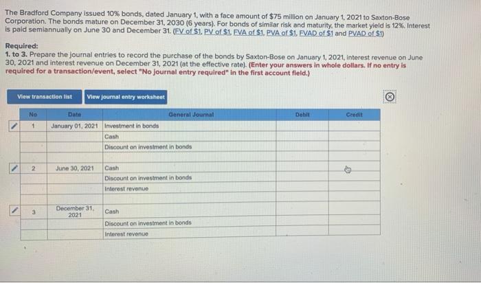Solved The Bradford Company issued 10% bonds, dated January | Chegg.com