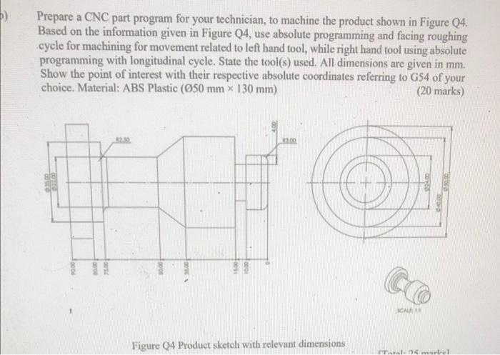 Solved b) Prepare a CNC part program for your technician, to | Chegg.com