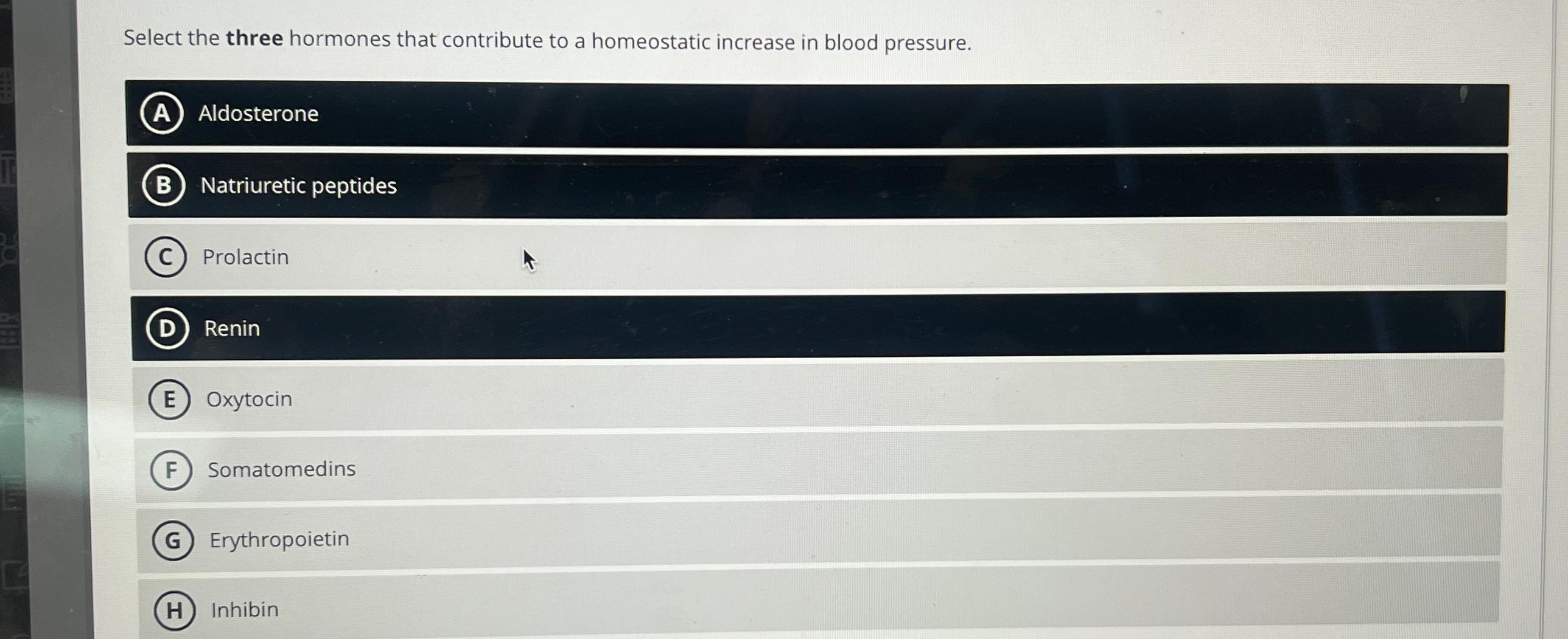 Solved Select the three hormones that contribute to a | Chegg.com