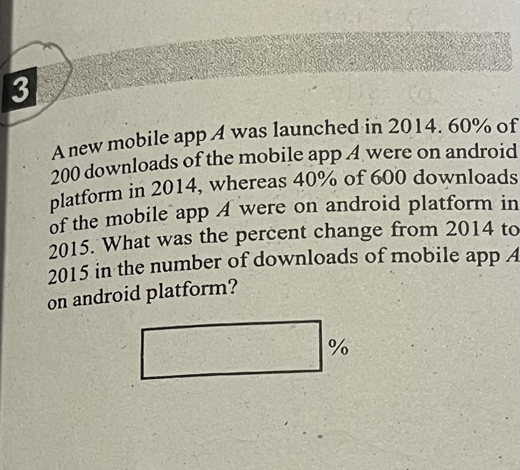 Solved 3A new mobile app A was launched in 2014.60% ﻿of 200 | Chegg.com