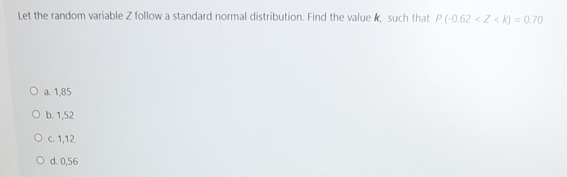 Solved Let the random variable Z follow a standard normal | Chegg.com