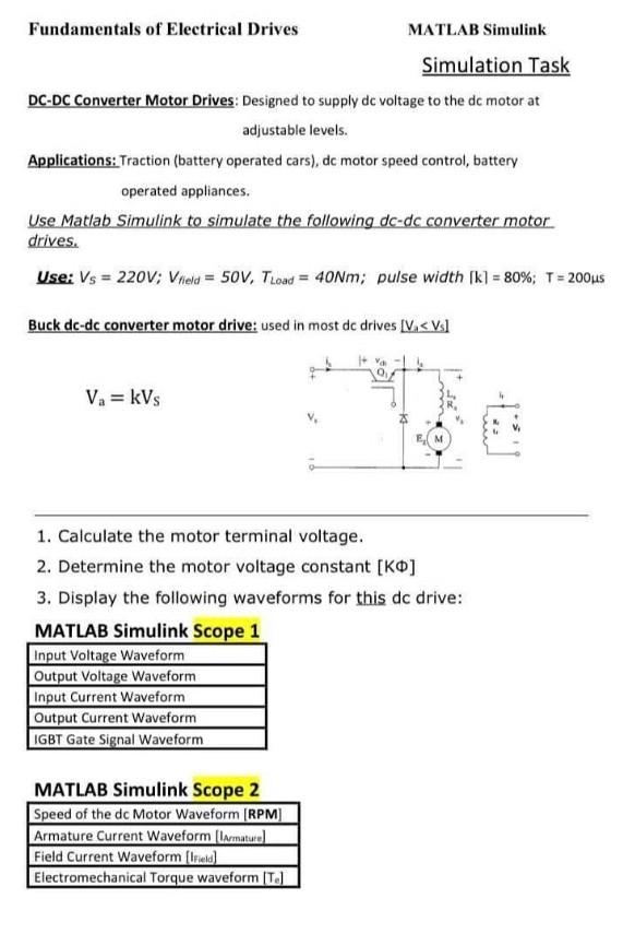 Solved Fundamentals of Electrical Drives MATLAB Simulink | Chegg.com
