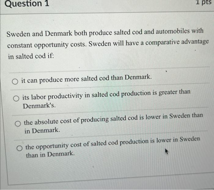 Solved Sweden and Denmark both produce salted cod and | Chegg.com