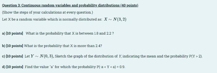 Solved Question 3: Continuous random variables and | Chegg.com
