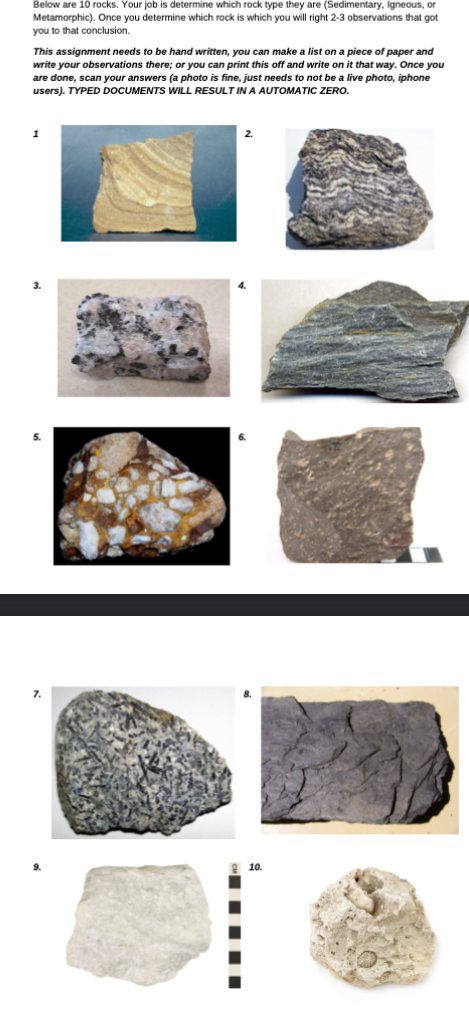 Solved Below are 10 ﻿rocks. Your job is determine which rock | Chegg.com