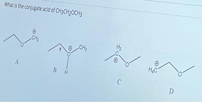 Solved What is the conjugate acid of CH3CH2OCH3 CH2 CH3 A | Chegg.com