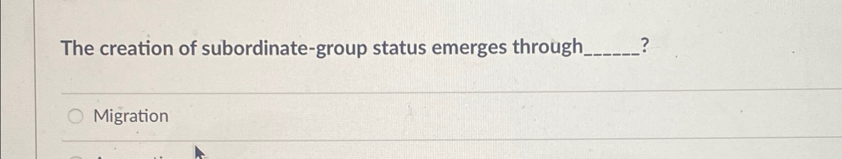 Solved The creation of subordinate-group status emerges | Chegg.com