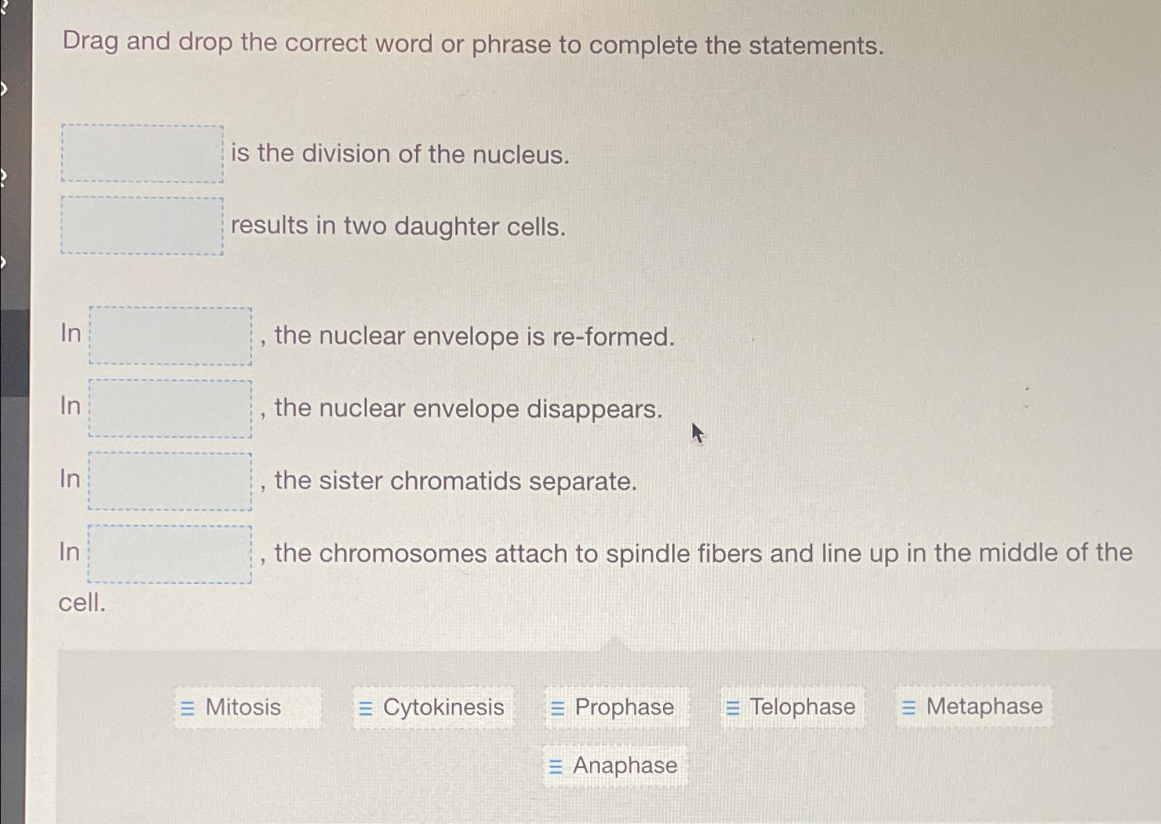 Solved Drag and drop the correct word or phrase to complete | Chegg.com