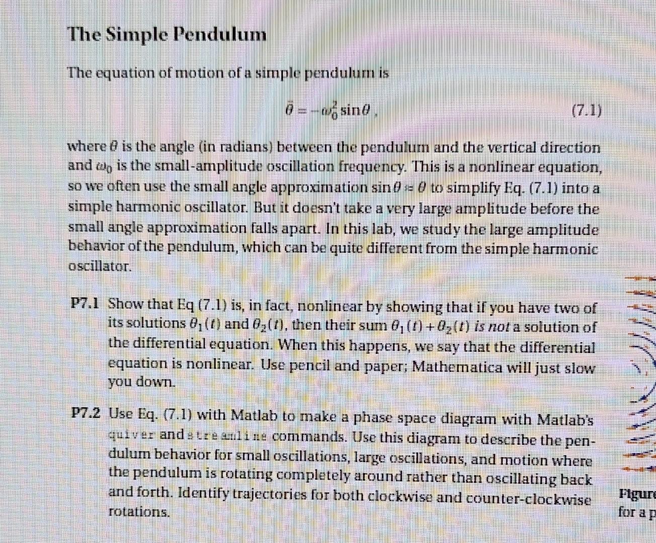 Solved The Simple Pendulum The equation of motion of a | Chegg.com