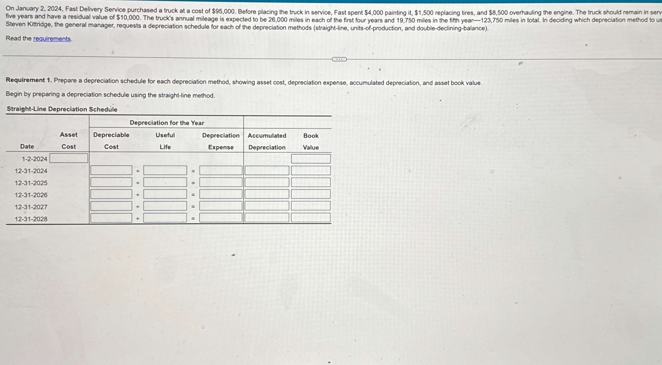 Solved Steven Kittridge, the general manager, requests a | Chegg.com