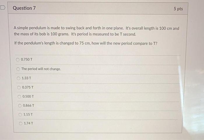Solved A simple pendulum is made to swing back and forth in | Chegg.com